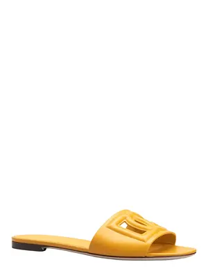 Dolce & Gabbana Cutout DG Flat Slide Sandals Ochre