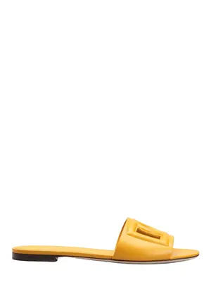 Dolce & Gabbana Cutout DG Flat Slide Sandals Yellow