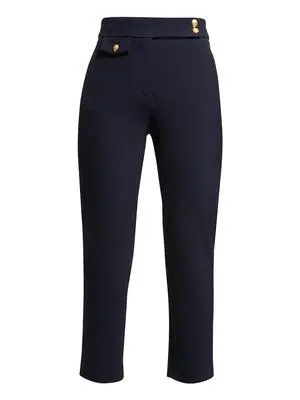 Veronica Beard Renzo Cropped Pants - Navy With Gold Buttons