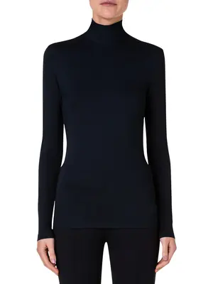 Akris Turtleneck Long-sleeve Top - Black