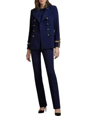 Ralph Lauren Alandra Straight-leg Wool Pants - Navy