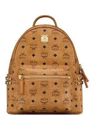 Mcm MCM Stark Visetos Small Side-Stud Backpack Cognac