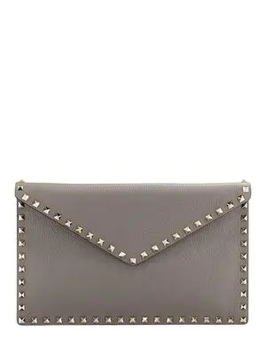 Valentino Garavani Rockstud Large Envelope Clutch - Beige