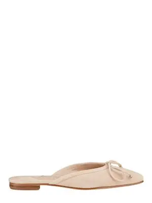 Manolo Blahnik Ballerimu Suede Ballerina Mules - Beige