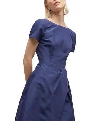 Carolina Herrera Bateau Neck Short-sleeve Dress - Dkblue