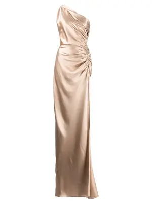 Michelle Mason Asymmetrical Silk Gown - Neutrals