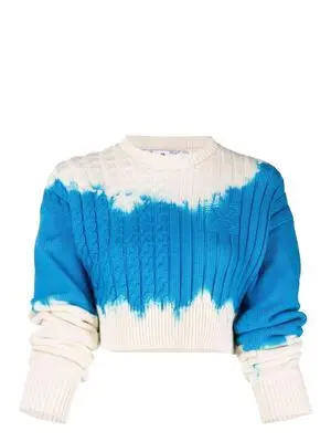 OFF-WHITE Cropped Cable-Knit Sweater