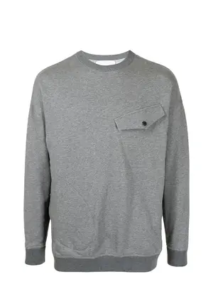 PORTS V Chest Flap-pocket Jumper - Grey