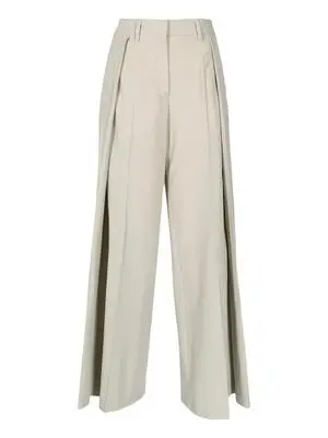 Off-White Panelled Wide Leg Trousers - Neutrals