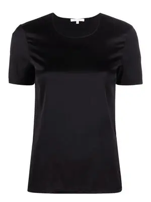 Patrizia Pepe Essential Satin-finish T-shirt - Black