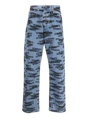 Vetements Logo-print Straight Jeans - Blue