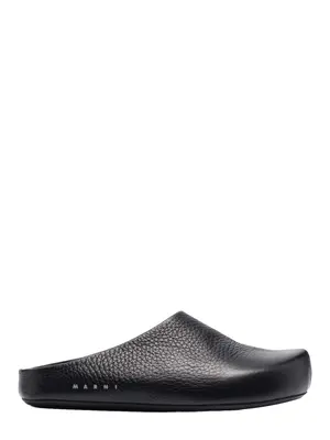 Marni Textured-leather Clog Slippers - Black
