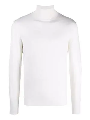 DELL'OGLIO Fine Knit Roll Neck Jumper - White