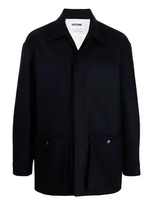UNIFORME Patched Wool Overshirt - Black
