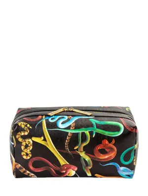 SELETTI Toiletpaper Snake-print Wash Bag - Black/yellow