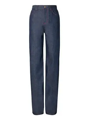 Tory Burch Straight Leg Selvedge Denim Jean - Raw/unwashed