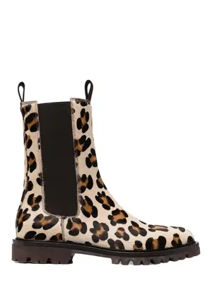 SCAROSSO Nick Wooster Leopard Print Boots - Neutrals
