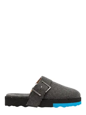 Off-White Buckle-detail Felted Slippers - Grey