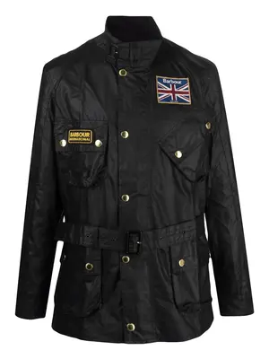 Barbour International Union Jack Wax Jacket - Black