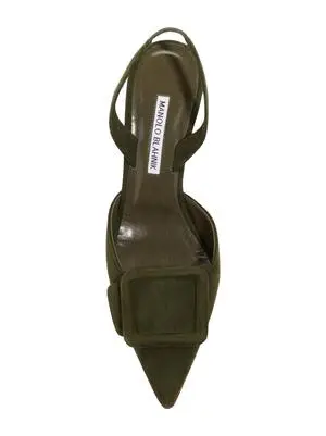 Manolo Blahnik Maysli Slingback Pumps - Olive