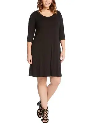 Karen Kane Karen Kane Scoop Neck Jersey A-Line Dress Black