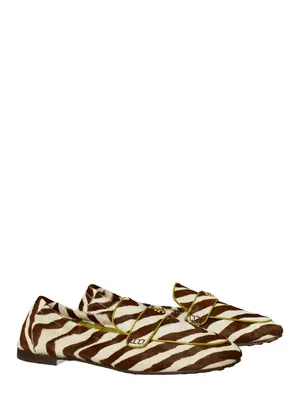 Tory Burch Tory Burch Ballet Loafer Zebra / Algae Print Calf Hair