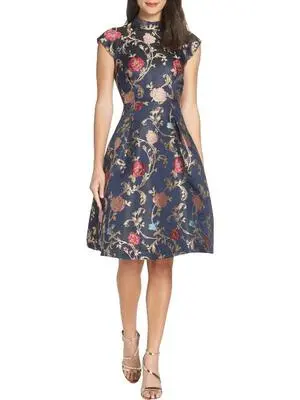 CHI CHI LONDON Chi Chi London Floral Print Mock Neck Dress