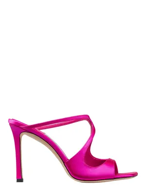 JIMMY CHOO Anise 95 Fuchsia Satin Mules Fuchsia Pink