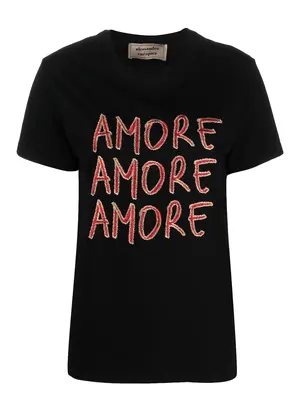 ALESSANDRO ENRIQUEZ Amore Embroidered-logo T-shirt - Black