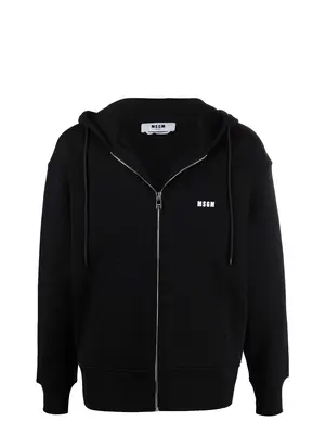 MSGM Logo-print Cotton Hoodie - Black
