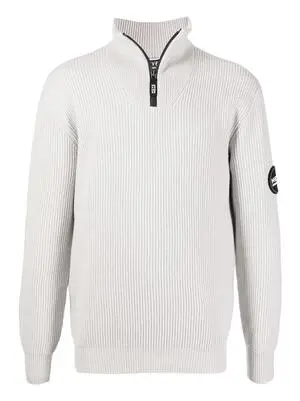Giorgio Armani Zip-front Funnel Neck Jumper - White
