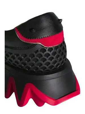 CHRISTIAN LOUBOUTIN Loubishark Flat Leather Sneakers - Black/loub