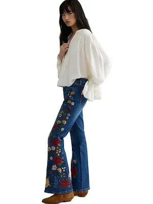 DRIFTWOOD Farrah Embroidered Flare Jeans - Bloomful