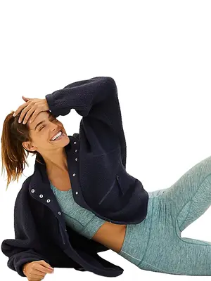 Free People FP Movement Hit The Slopes Fleece Jacket Blue