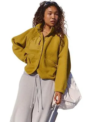 Free People Hit The Slopes Fleece Jacket - Olive