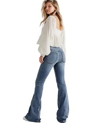 Free People We The Free Penny Pull-On Flare Jeans Azure