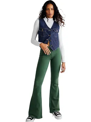 Free People We The Free Penny Pull-On Flare Jeans Black Forest