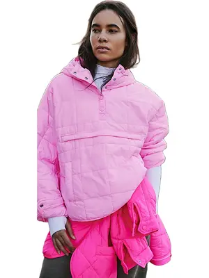 Free People FP Movement Pippa Packable Pullover Puffer Pink