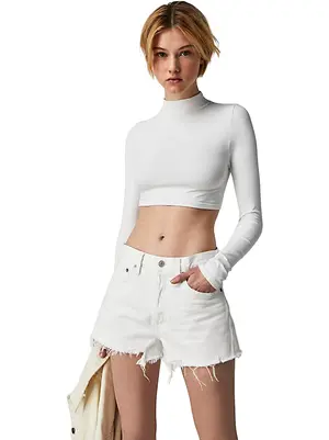 AGOLDE Parker Denim Shorts Tan