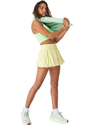 Free People FP Movement Flirt On Shorts Lemon Drop