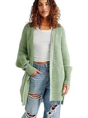Free People Nightingale Cardigan Cool Moss