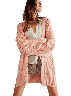 Free People Nightingale Cardigan Dusty Pink