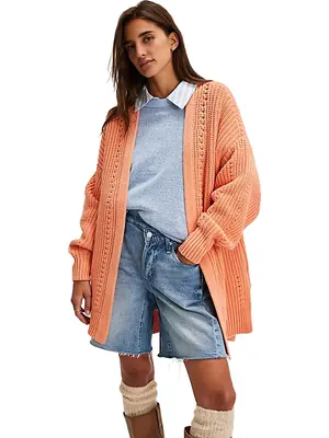 Free People Nightingale Cardigan Shell Coral