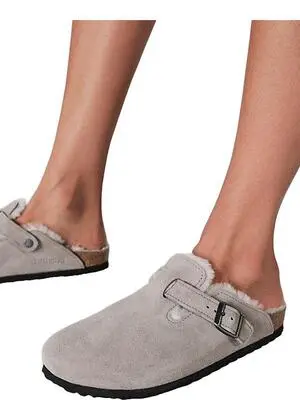 BIRKENSTOCK Boston Shearling Clogs Light Grey