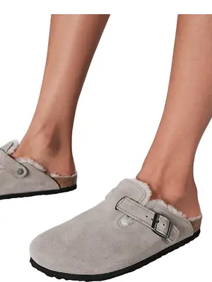 BIRKENSTOCK Boston Shearling Clogs - Stone Coin/natural