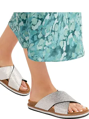 Free People Sidelines Footbed Sandals Silver