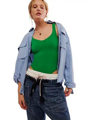 Free People Clean Lines Tee Bodysuit Lucky