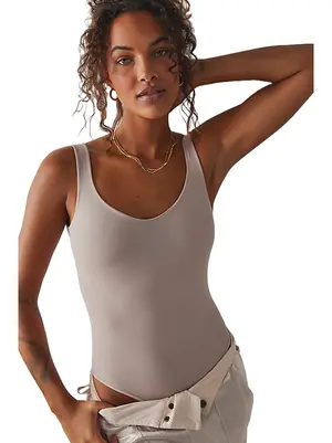 Free People Clean Lines Tee Bodysuit Sugar Maple