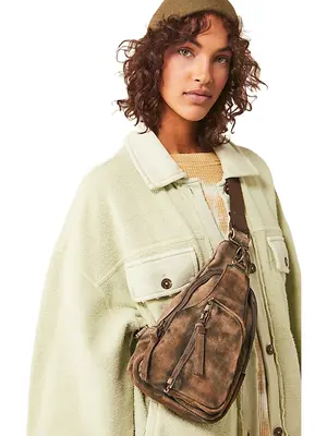 Free People Free People Suede Sling Bag Bark Suede