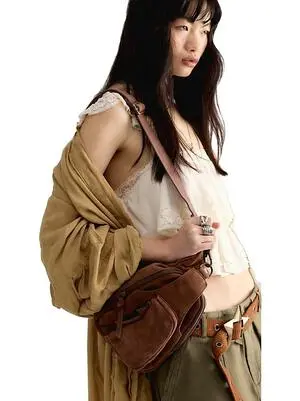 Free People Suede Sling Bag - Coconut Shell